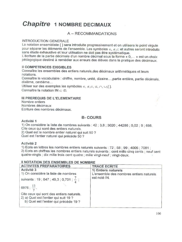 Nobres Decimaux Arithmetiques | PDF