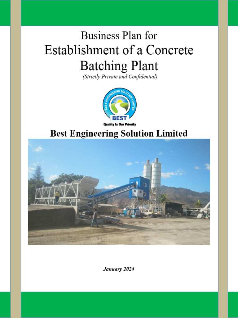 Business Plan-Concrete Batching Plant-DODOMA | PDF | Concrete | Economies