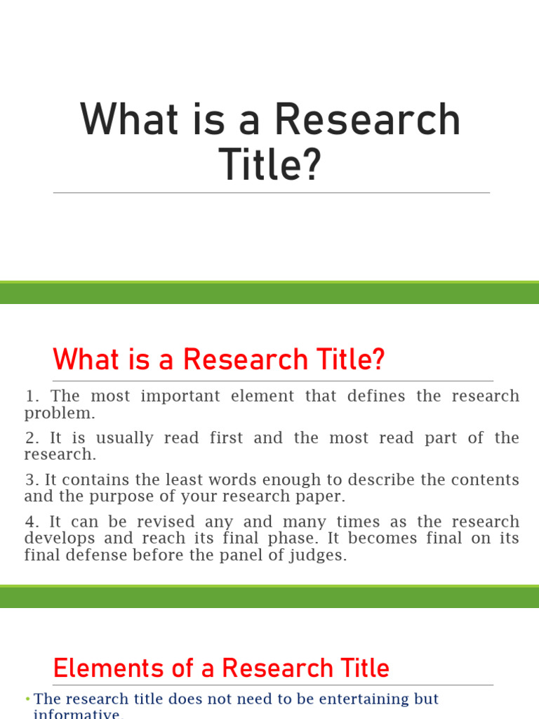 What Is A Research Title | PDF | Information | Communication