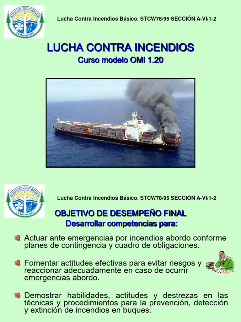 Lucha Contra Incendios: Curso Modelo OMI 1.20 | PDF | Combustión | Combustibles