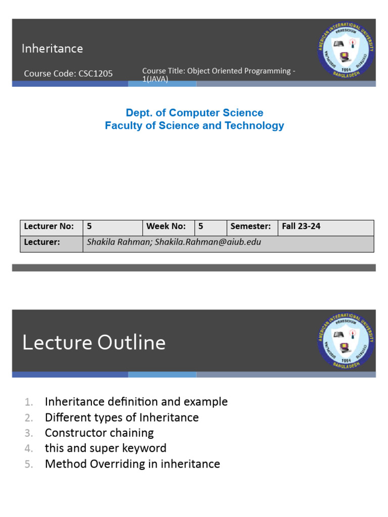 Lecture 5 Inheritance Pdf Inheritance Object Oriented Programming Class Computer