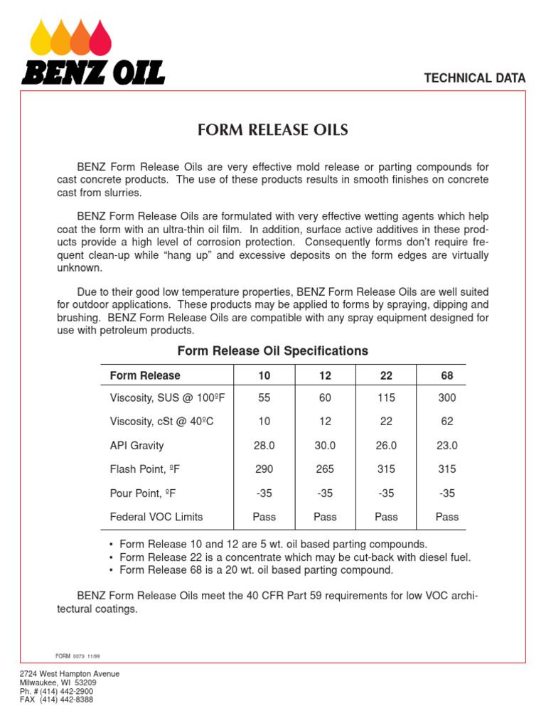 Form Release Oils | PDF