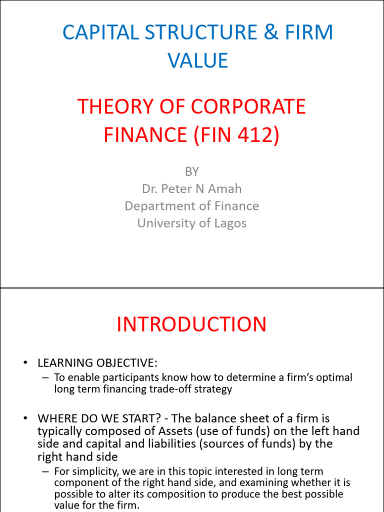 Capital Structure Decisions and Firm Value | PDF | Capital Structure ... Capital Structure Decisions and Firm Value | PDF | Capital Structure ...