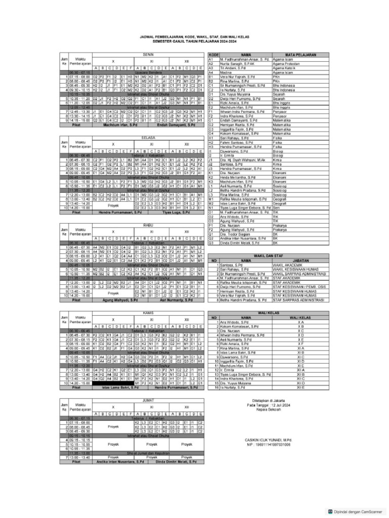 Jadwal KBM 2024-2025 Versi 2 | PDF