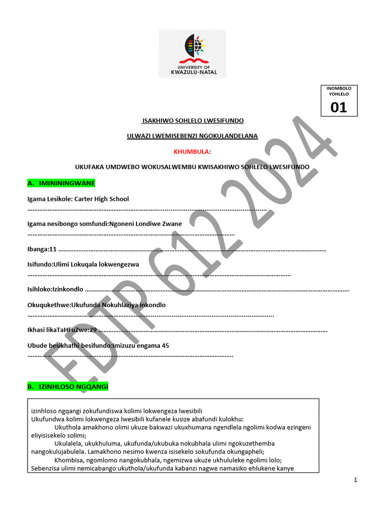 Lesson Plan Template Isizulu Edtp 612 2024 | PDF | Language Arts & Discipline | Foreign Language ...