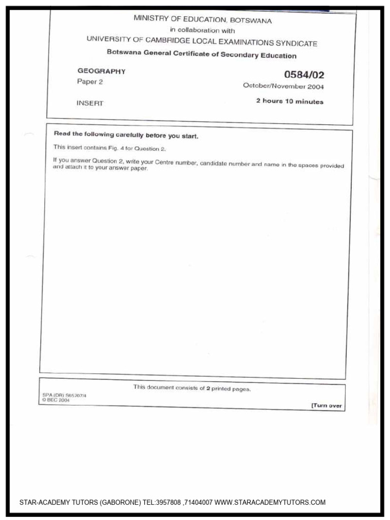 Geography Paper 2 2004 November (Bgcse) | PDF