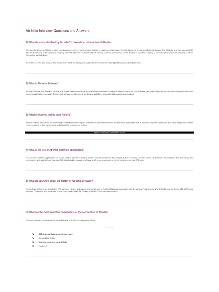 Ab Initio Interview Questions and Answers | PDF | Databases | Computer File