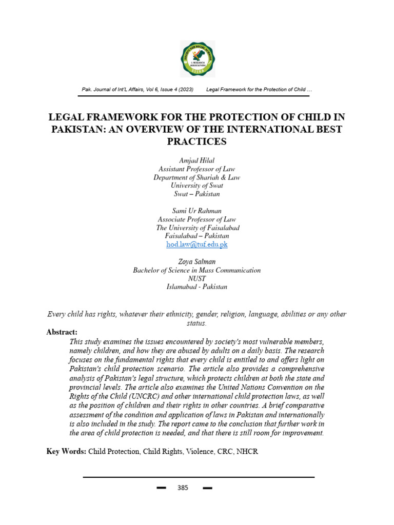 Child Protection Laws in Pakistan: Overview | PDF | Child Protection ...