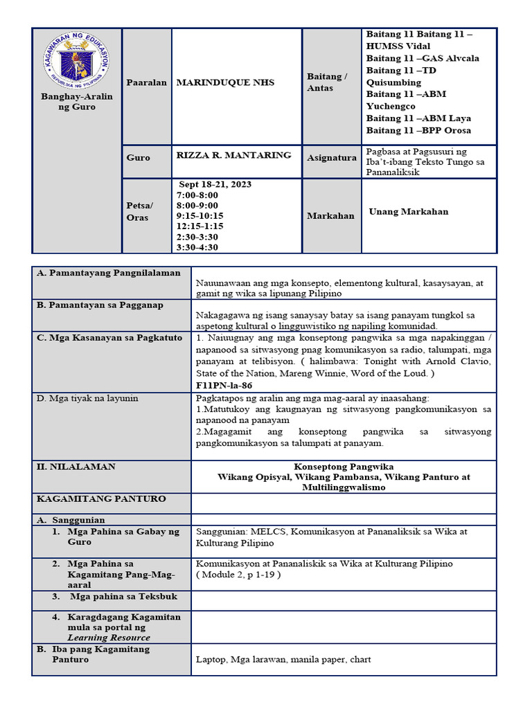 Dlp-Wikang Pambansa, Opisyal, Panturo-Module 2 | PDF