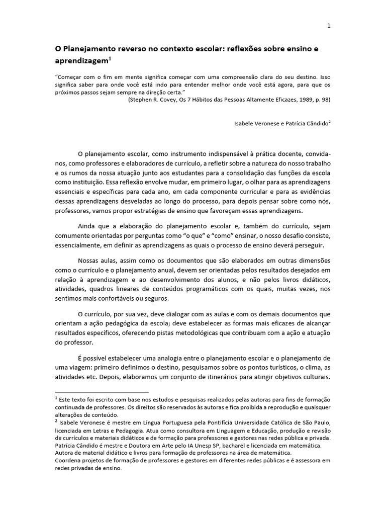 Planejamento Reverso - Isabele Veronese e Patrícia Cândido | PDF ...
