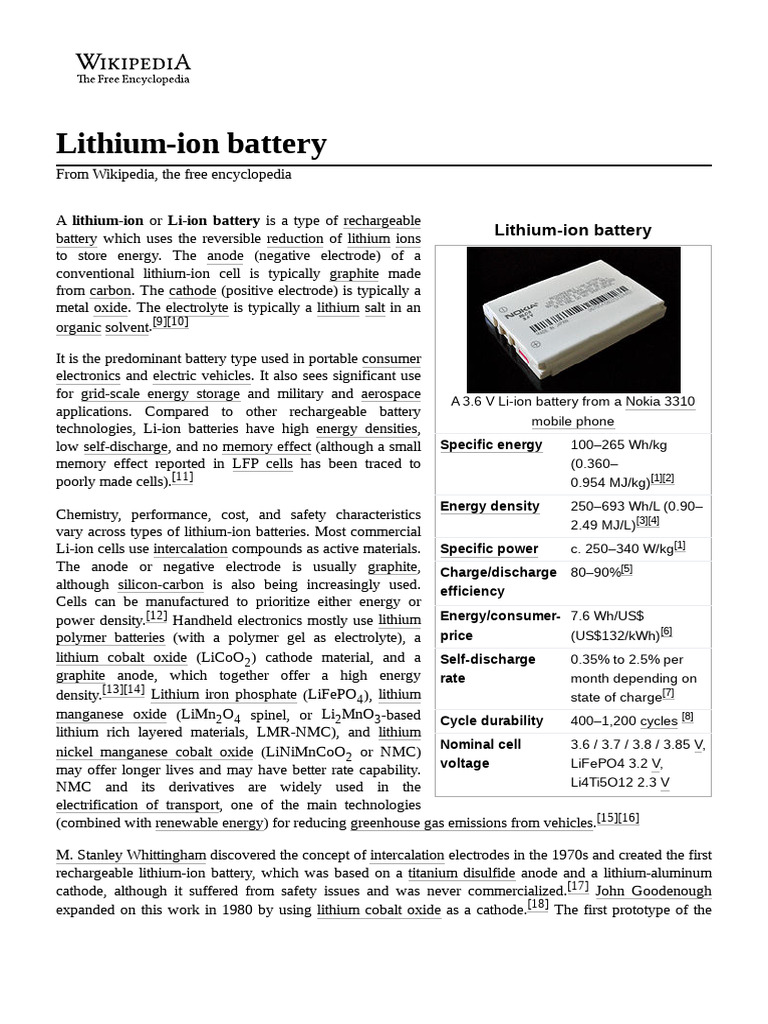Lithium-ion_battery | PDF | Lithium Ion Battery | Electrode