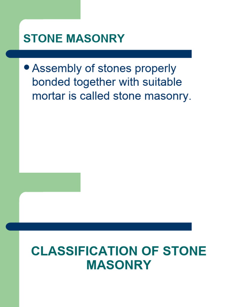 Stone Masonry Lecture#1 | PDF | Masonry | Building Technology