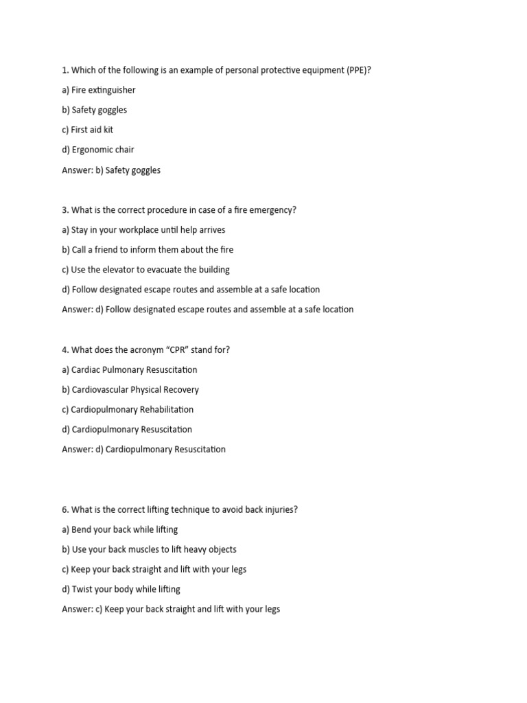 Safety Questions | PDF | Cardiopulmonary Resuscitation | Hazards