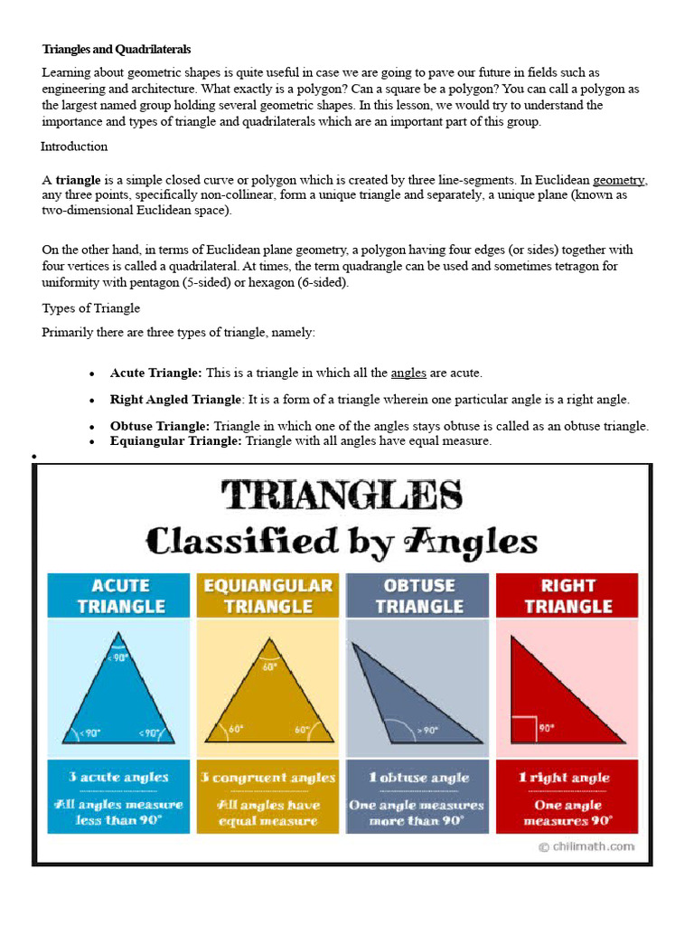 Types and Properties of Triangles & Quadrilaterals | PDF | Rectangle ...