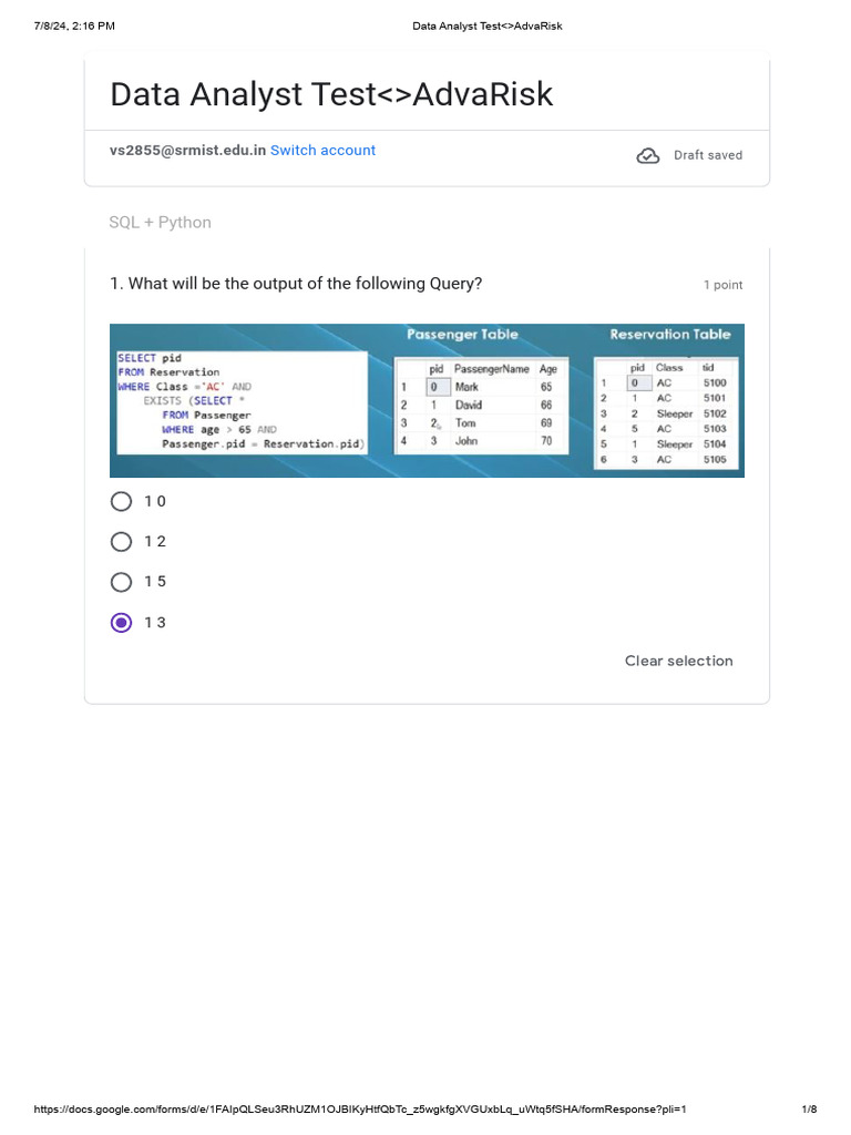 Data Analyst Test - AdvaRisk | PDF | Table (Database) | Computer ...