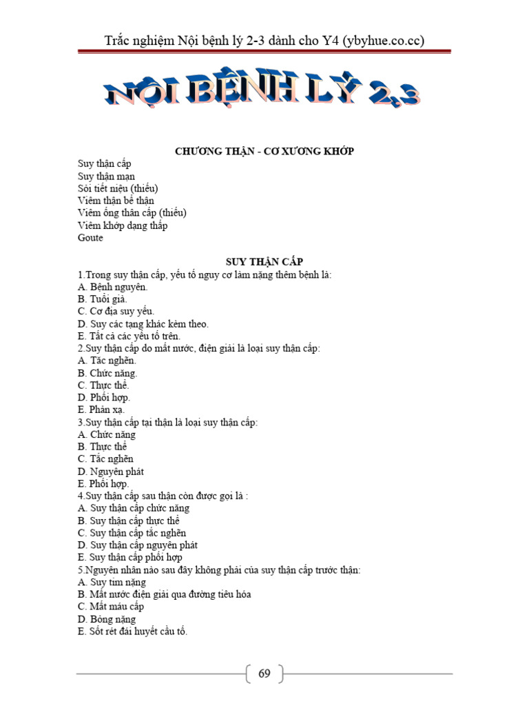 (123doc) - Trac-Nghiem-Noi-Benh-Ly-2-3 | PDF
