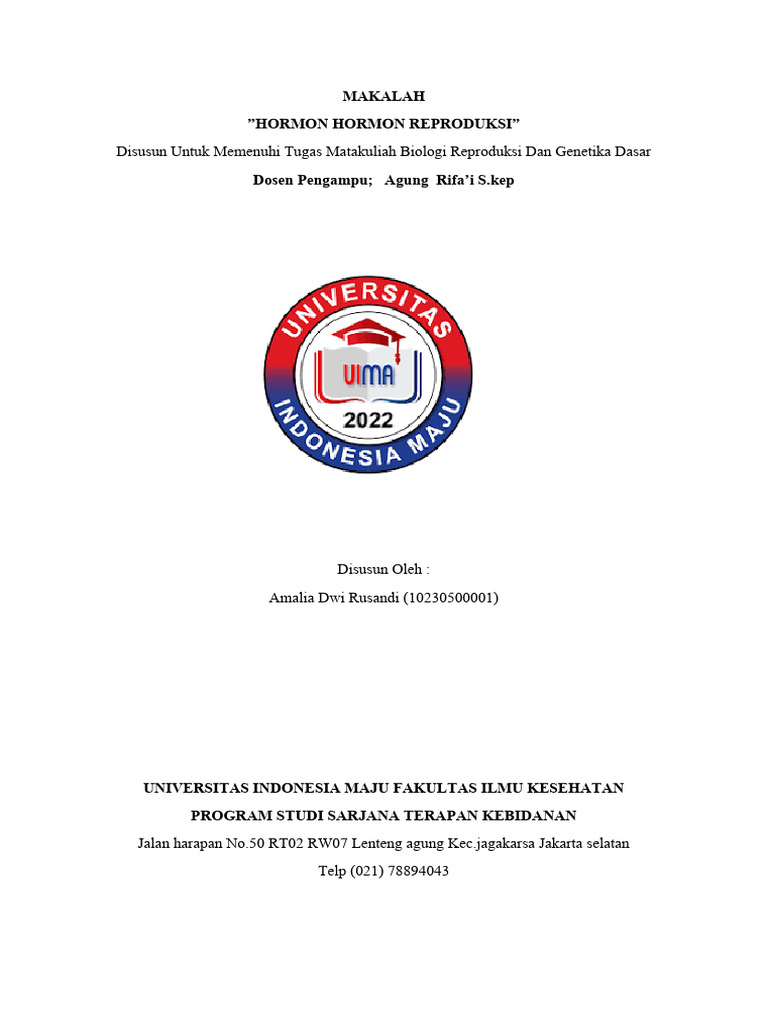 Makalah Biologi Hormon Hormon Reproduksi Amalia New Pdf