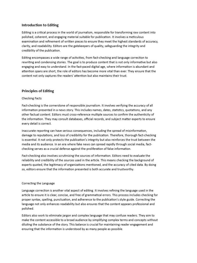 Reporting and Editing Unit(3-4) | Download Free PDF | Editing | Infographics