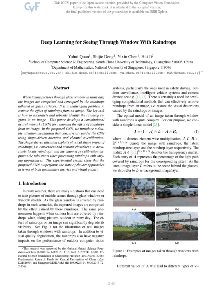 Quan Deep Learning for Seeing Through Window With Raindrops ICCV 2019 Paper | PDF | Deep ...