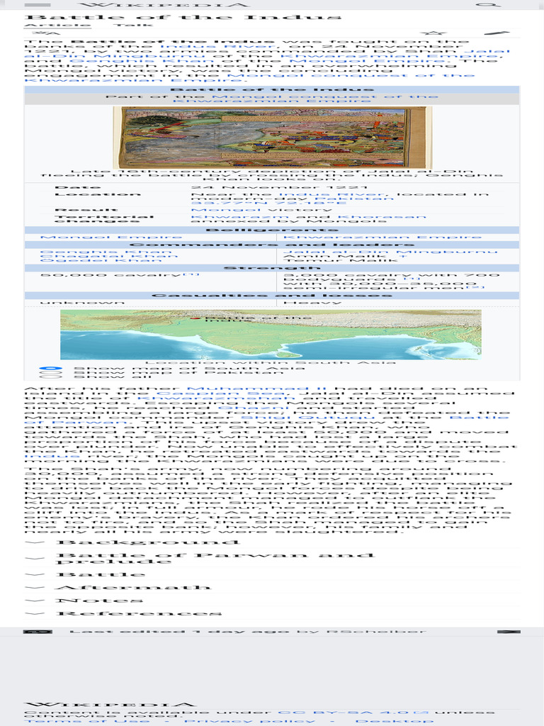 Battle of the Indus: 1221 Overview | PDF | Battles | Mongol Empire