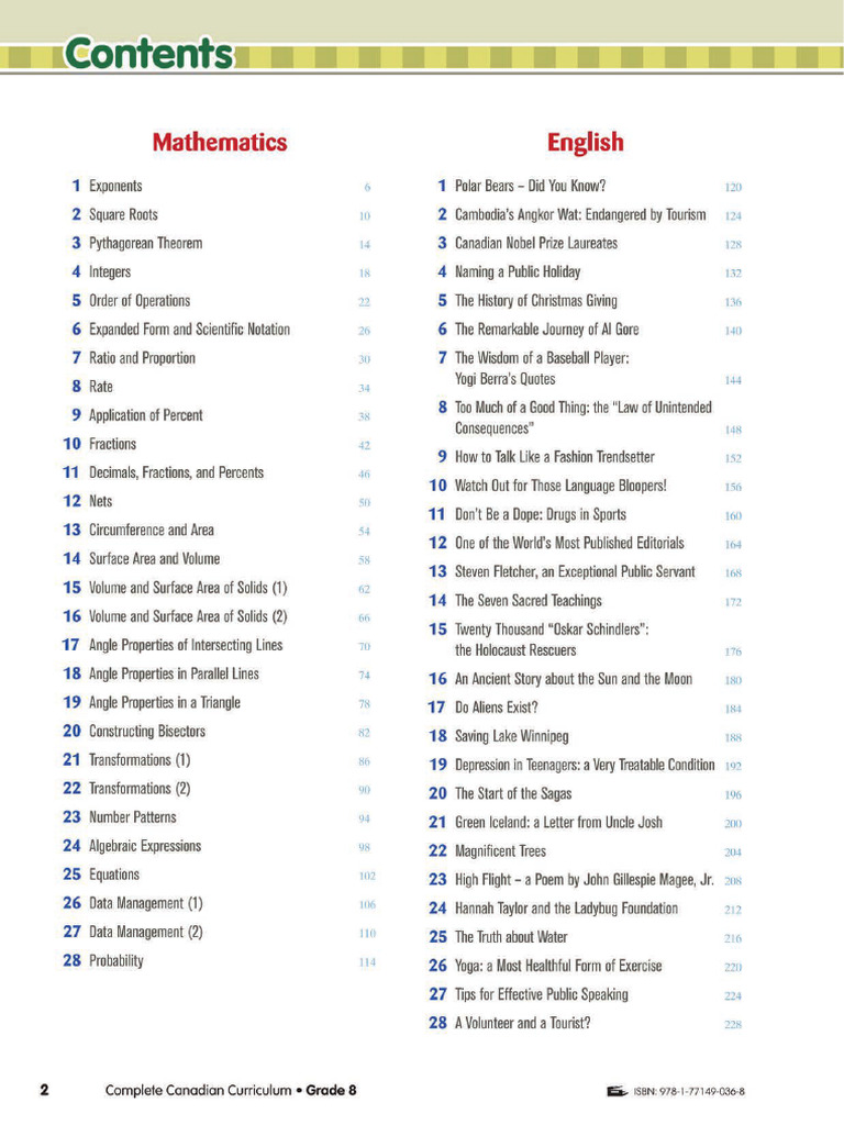 Complete Canadian Curriculum Workbook - Grade 8 | PDF