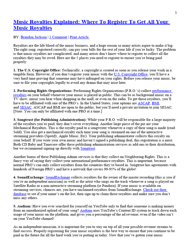 Music Royalties Explained | PDF | Royalty Payment | Copyright