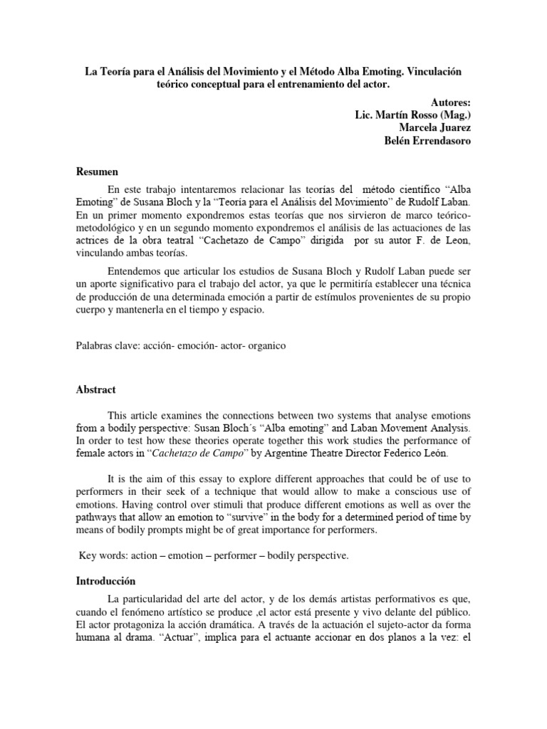 La Teoría para El Análisis Del Movimiento y El Método Alba Emoting ... La Teoría para El Análisis Del Movimiento y El Método Alba Emoting ...