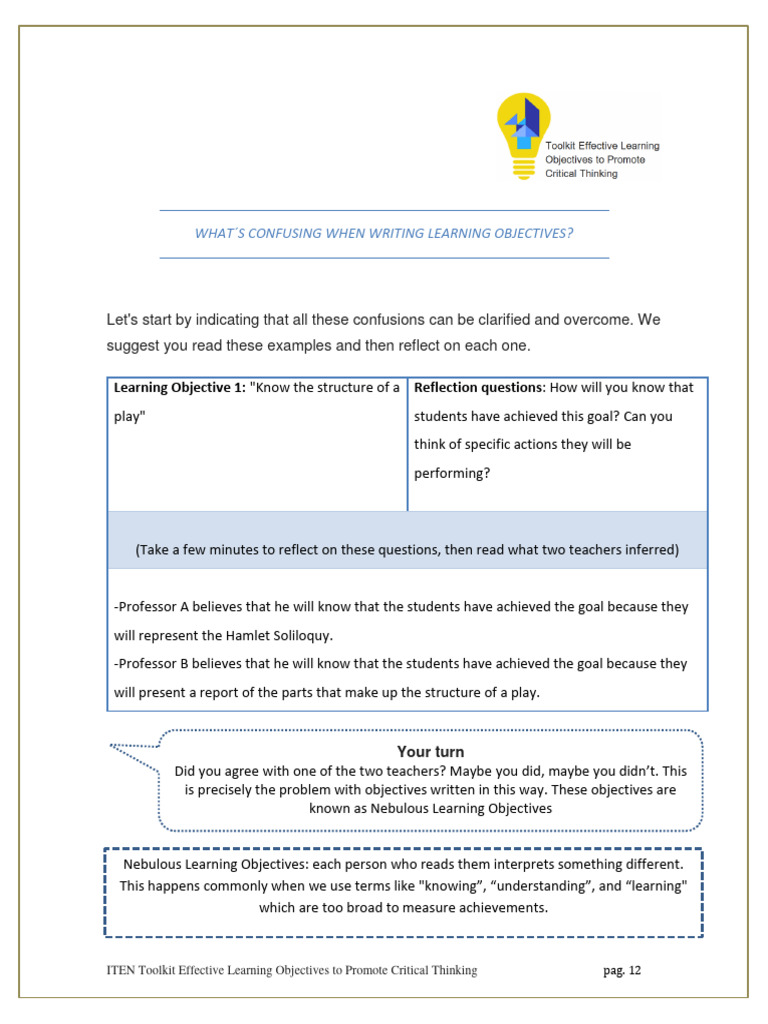 What S Confusing When Writing Learning Objectives? | PDF | Critical ...
