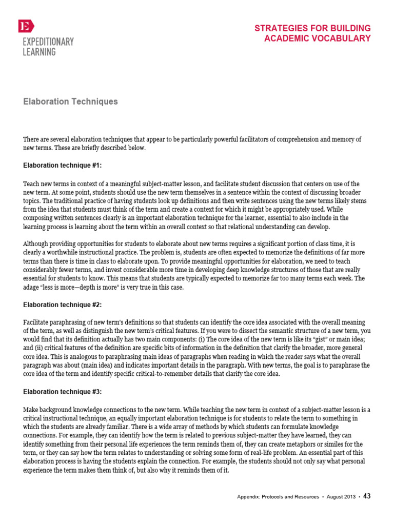 Other Elaboration Techniques | PDF | Reading Comprehension | Learning