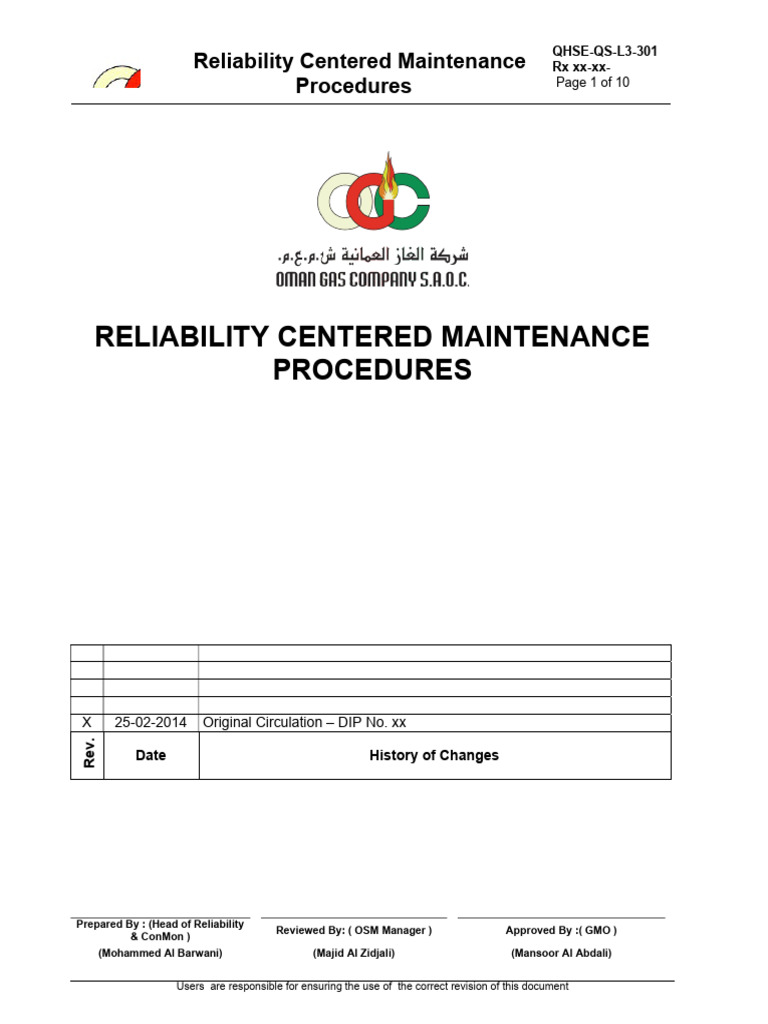 RCM Oman Gas Company | PDF | Reliability Engineering | Systems Engineering