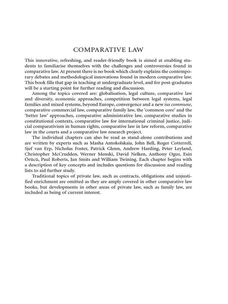 Esin Orucu Comparative Law | PDF | Comparative Law | Common Law