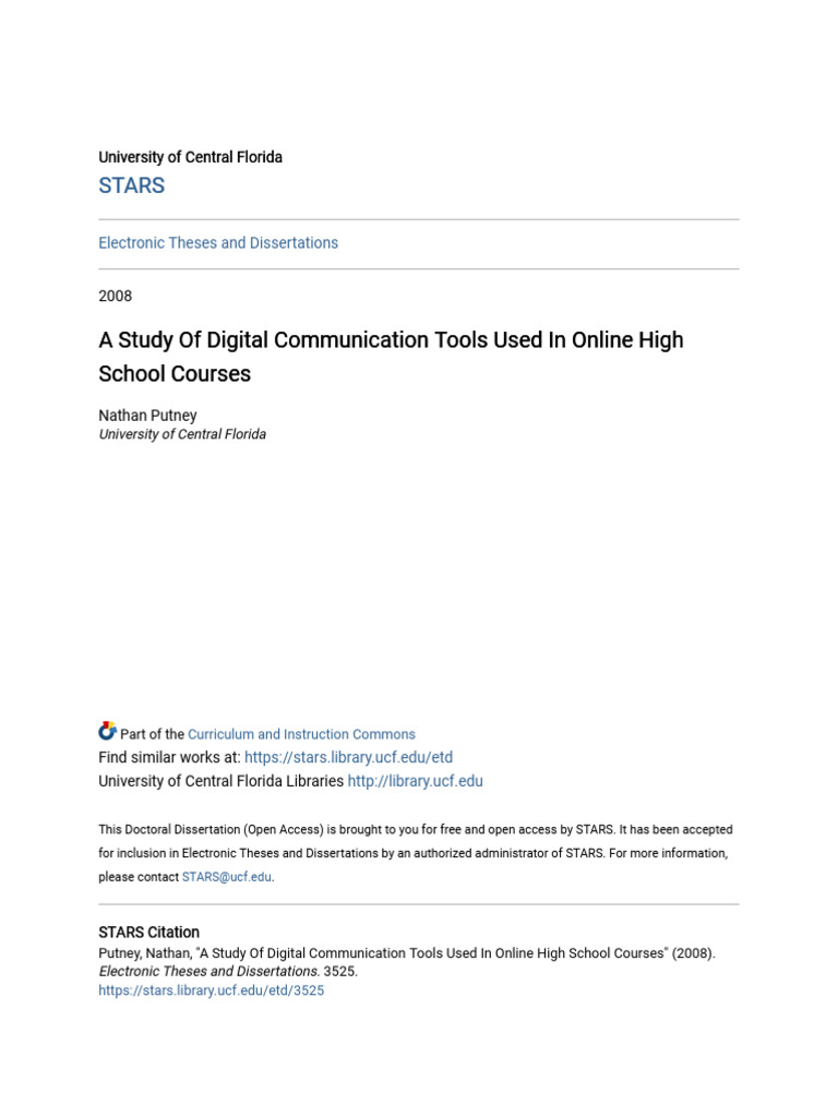 A Study of Digital Communication Tools Used in Online High School | PDF ...