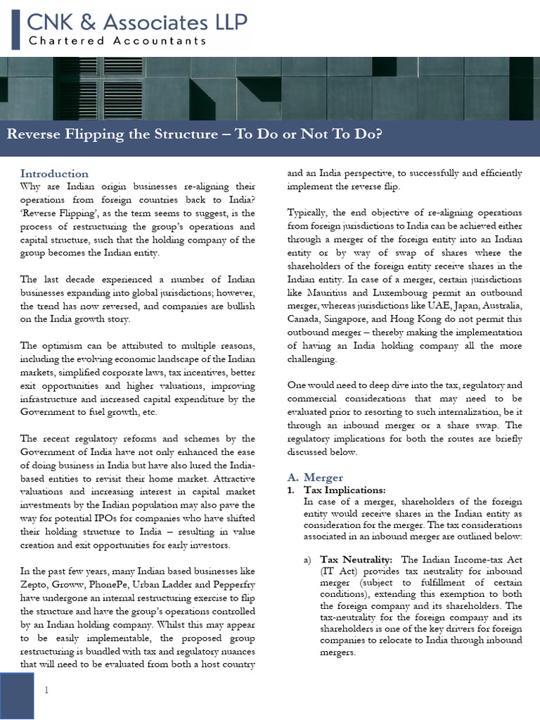 Reverse Flipping The Structure - To Do or Not To Do | PDF | Mergers And ...