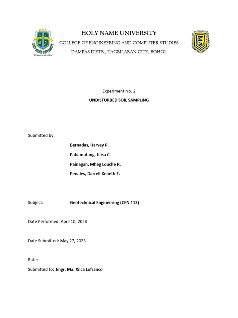 Undisturbed Soil Sampling Procedure | PDF | Science & Mathematics