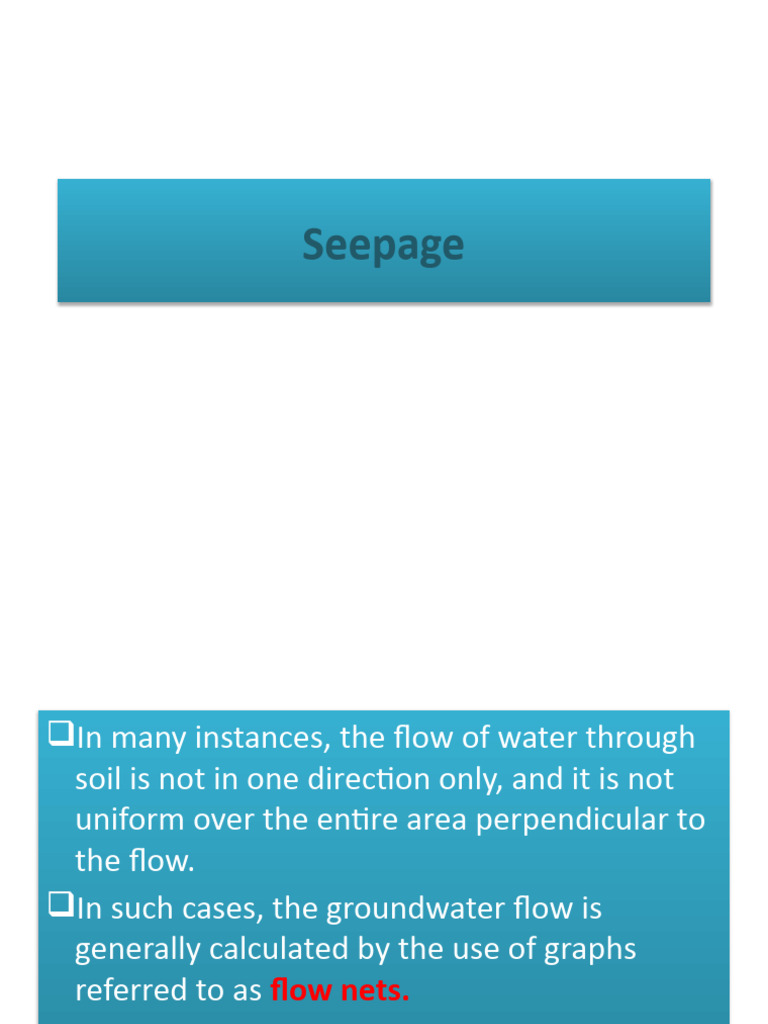 Seepage | PDF | Soil Mechanics | Permeability (Earth Sciences)