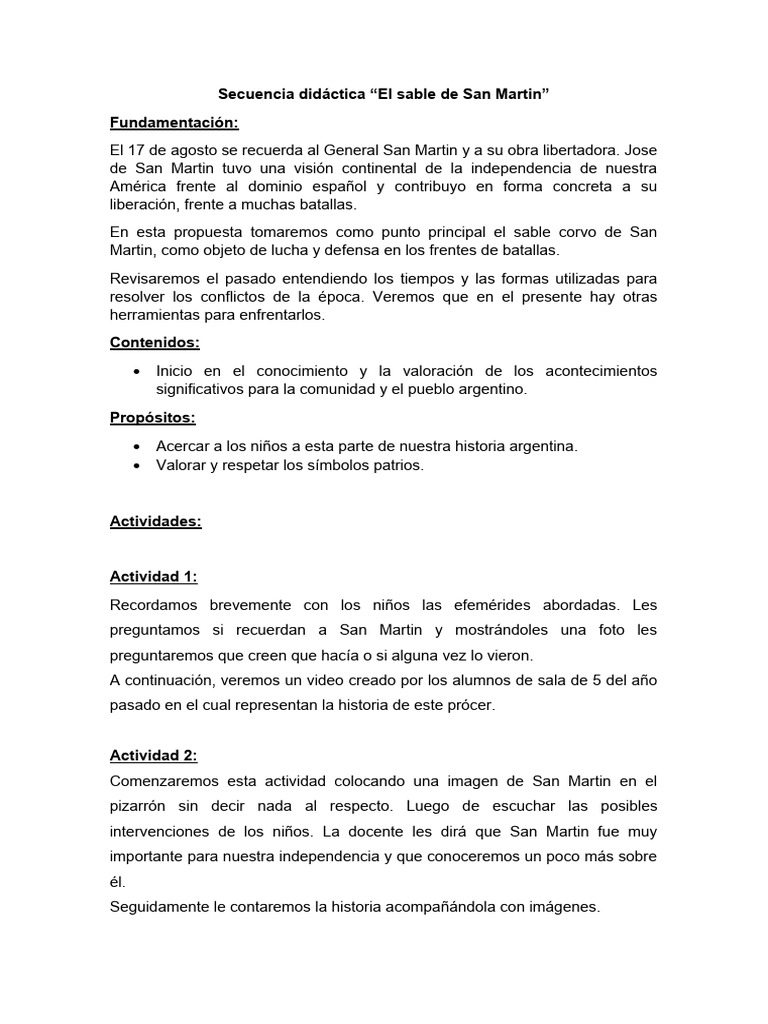 Actividades sobre San Martín para Niños | PDF | Viajes y turismo