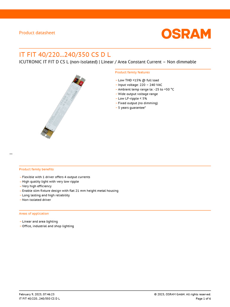 F1 Driver Data Sheet - IT - FIT - 40 - 220... 240 - 350 - CS - D - L ...