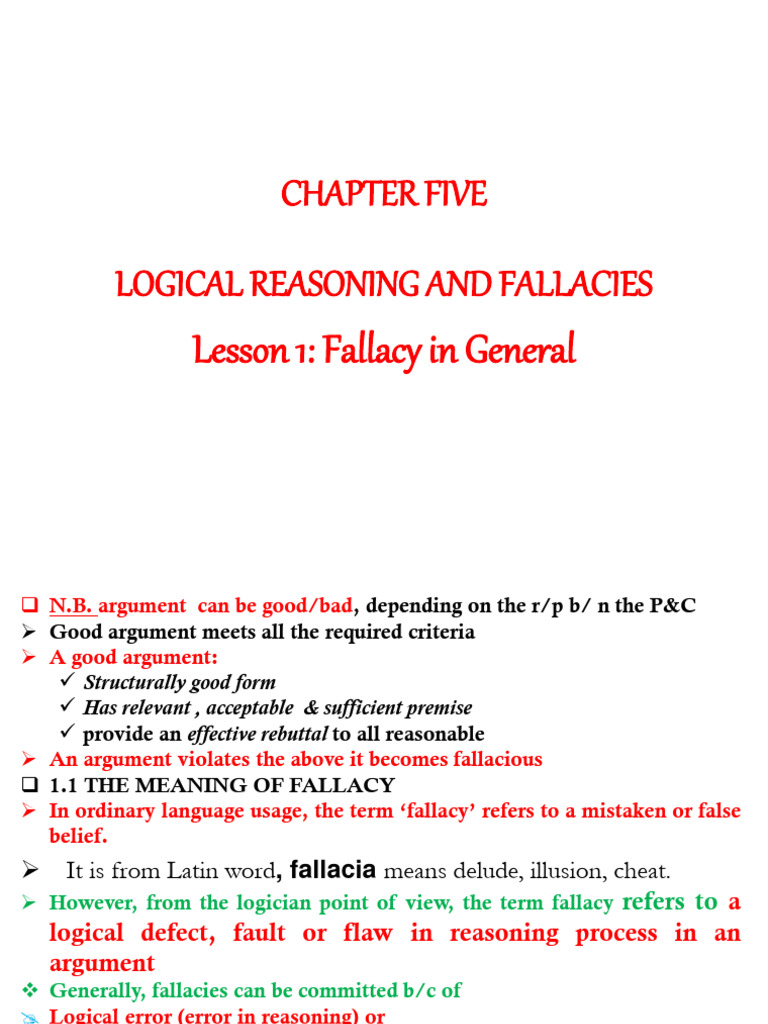 Chapter Five (Edited) | PDF | Fallacy | Argument
