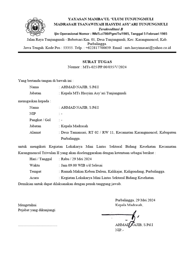 Surat Tugas Dan SPPD KKM Kamad 220524 | PDF