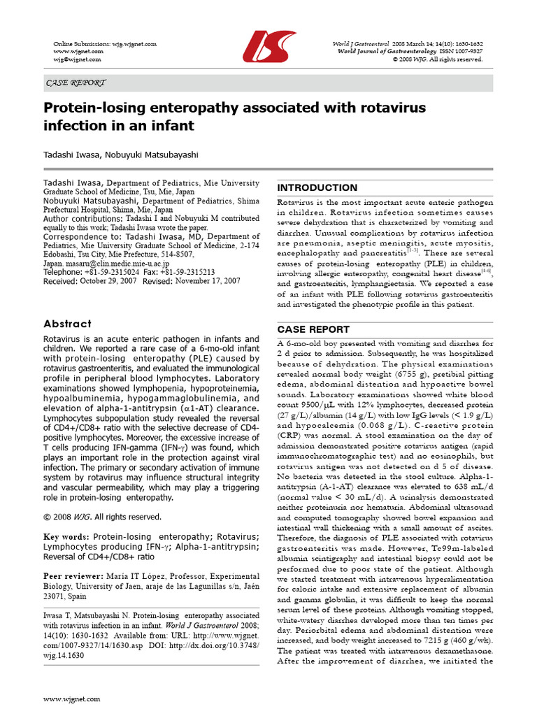 Protein Losing Enteropathy | PDF | Medicine | Causes Of Death