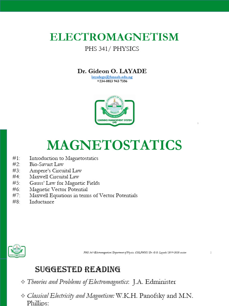 PHS 341-MAGNETOSTATICS-Mod52 | PDF | Inductance | Electromagnetic Induction
