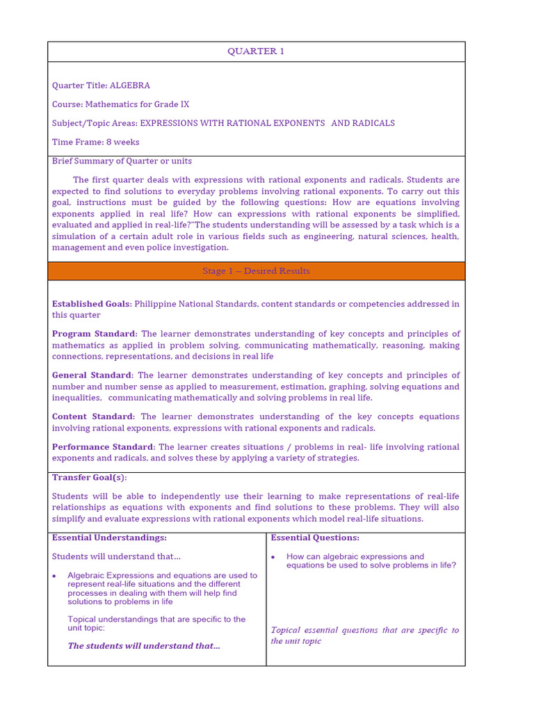 Algebra (Q1) | PDF | Equations | Exponentiation