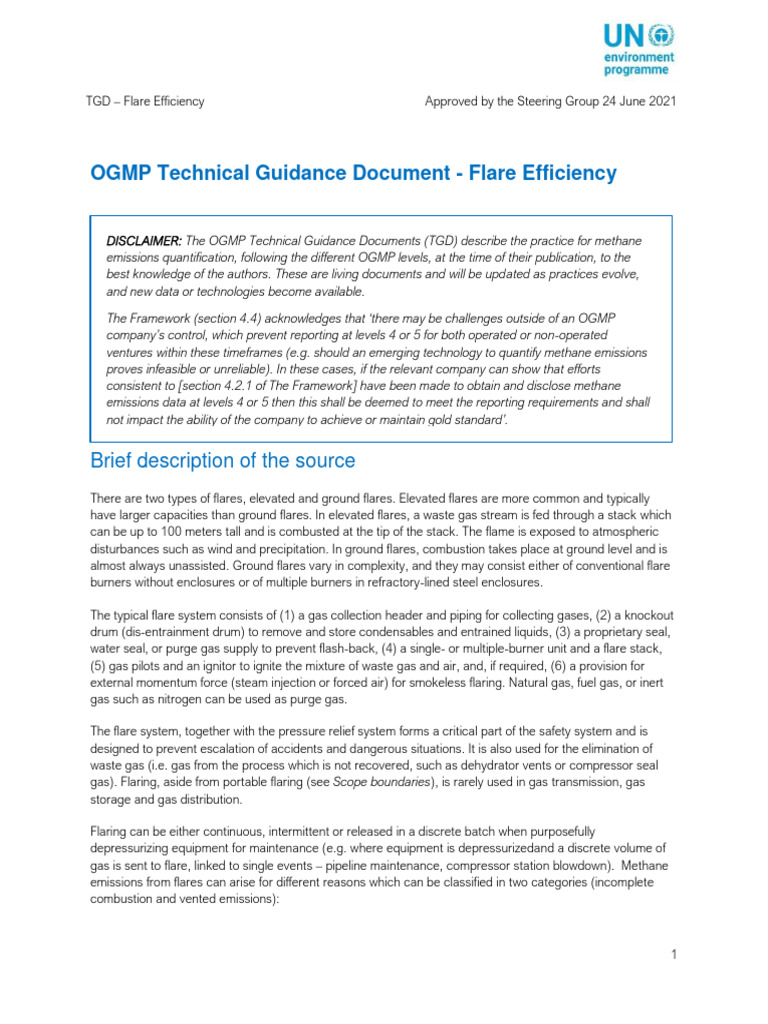 Flare Efficiency TGD Approved by SG | PDF | Combustion | Flow Measurement
