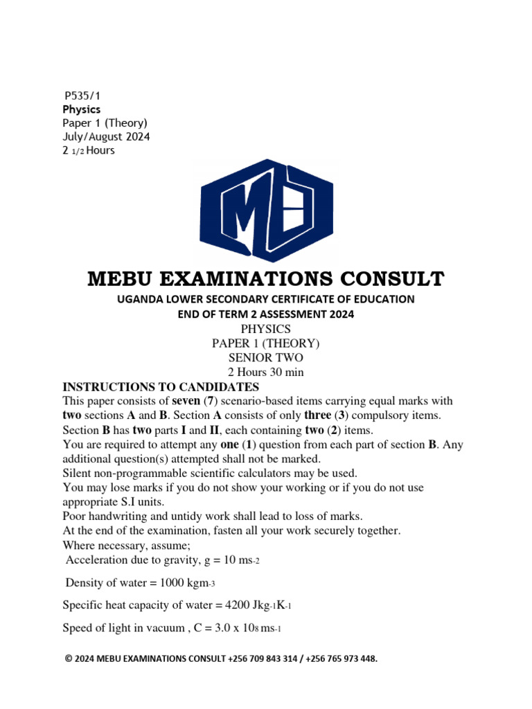 S.2 PHY Final | PDF | Physics