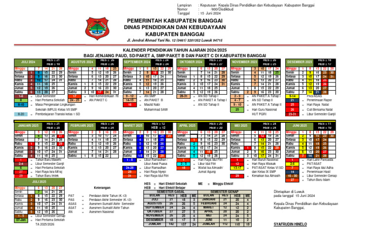 Draf Kalender Pendidikan 2024-2025 | PDF