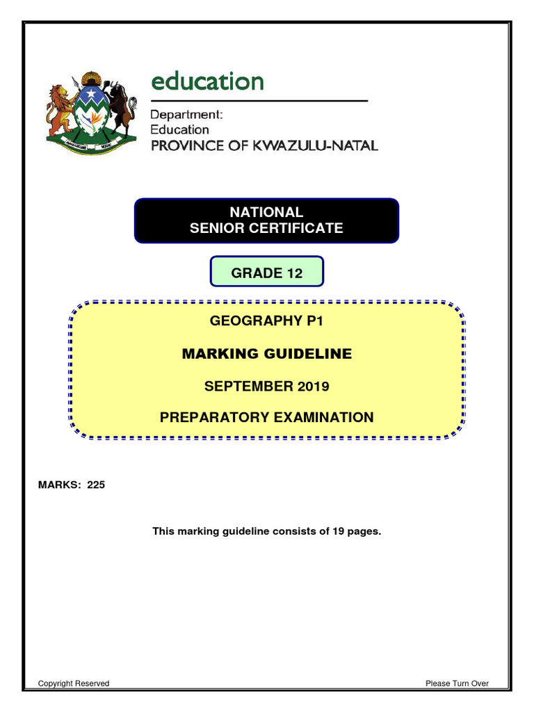 Geography p1 September 2019 Grade 12 Memo | PDF | River | Erosion