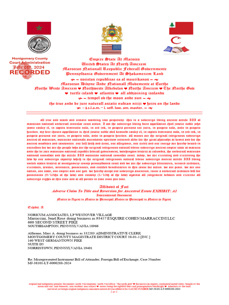 MJ-38101-LT-0000288-2024 2 Adverse Claim of Title and Reversion of ...