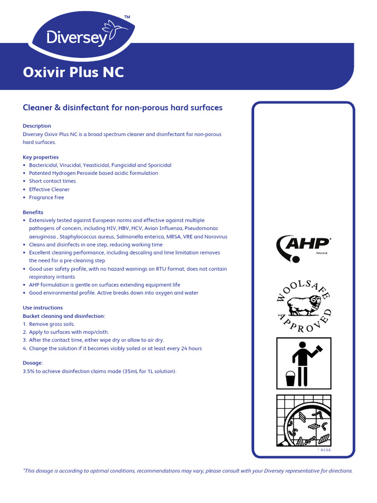 Oxivir Plus NC Disinfectant Overview | PDF | Disinfectant | Chemical ...