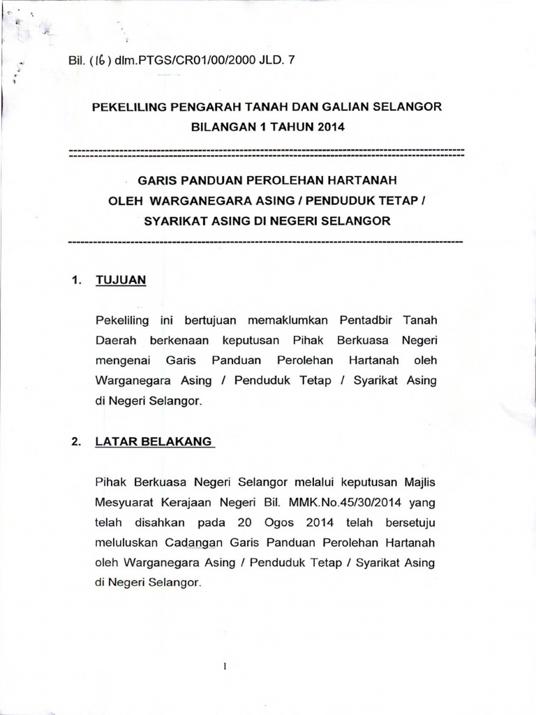 Pekeliling PTG Selangor | PDF