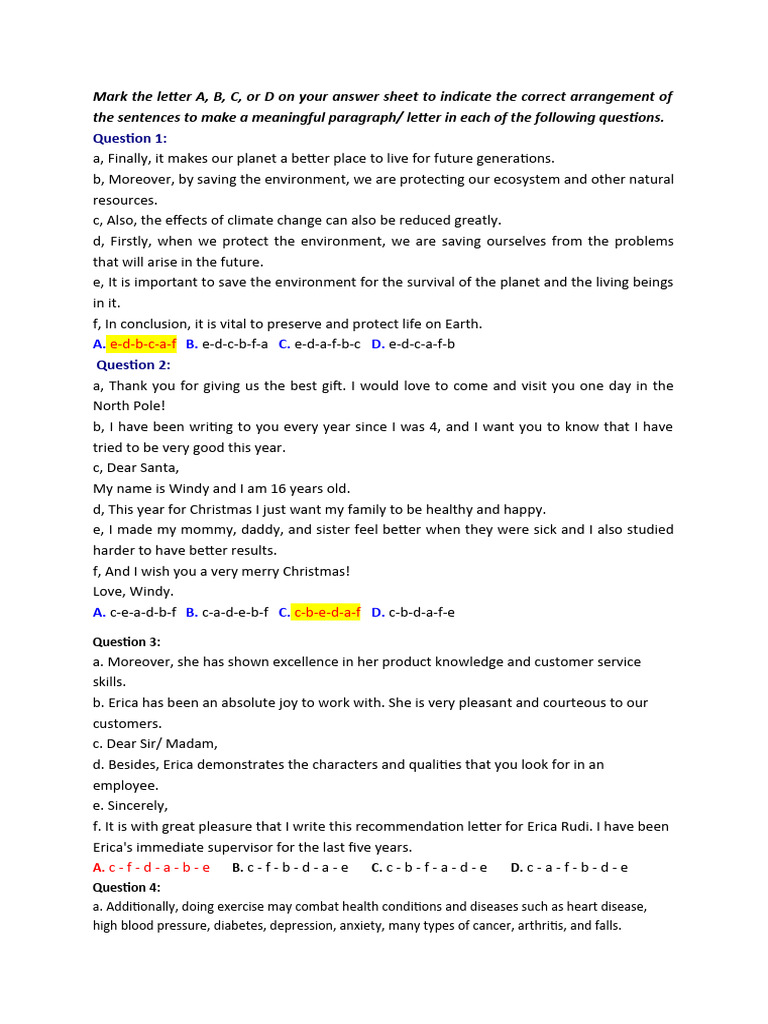Sentence Arrangement Exercise | PDF | Adolescence | Foreign Language